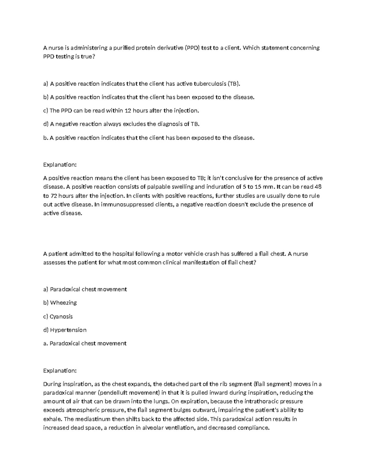 303 finals - A nurse is administering a purified protein derivative ...