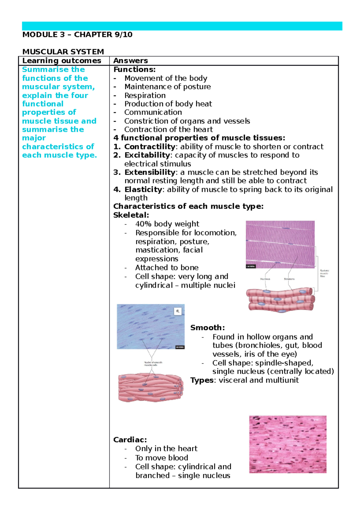 Module 3 - HUMB1001 Notes 2022 - MODULE 3 – CHAPTER 9/ MUSCULAR SYSTEM ...