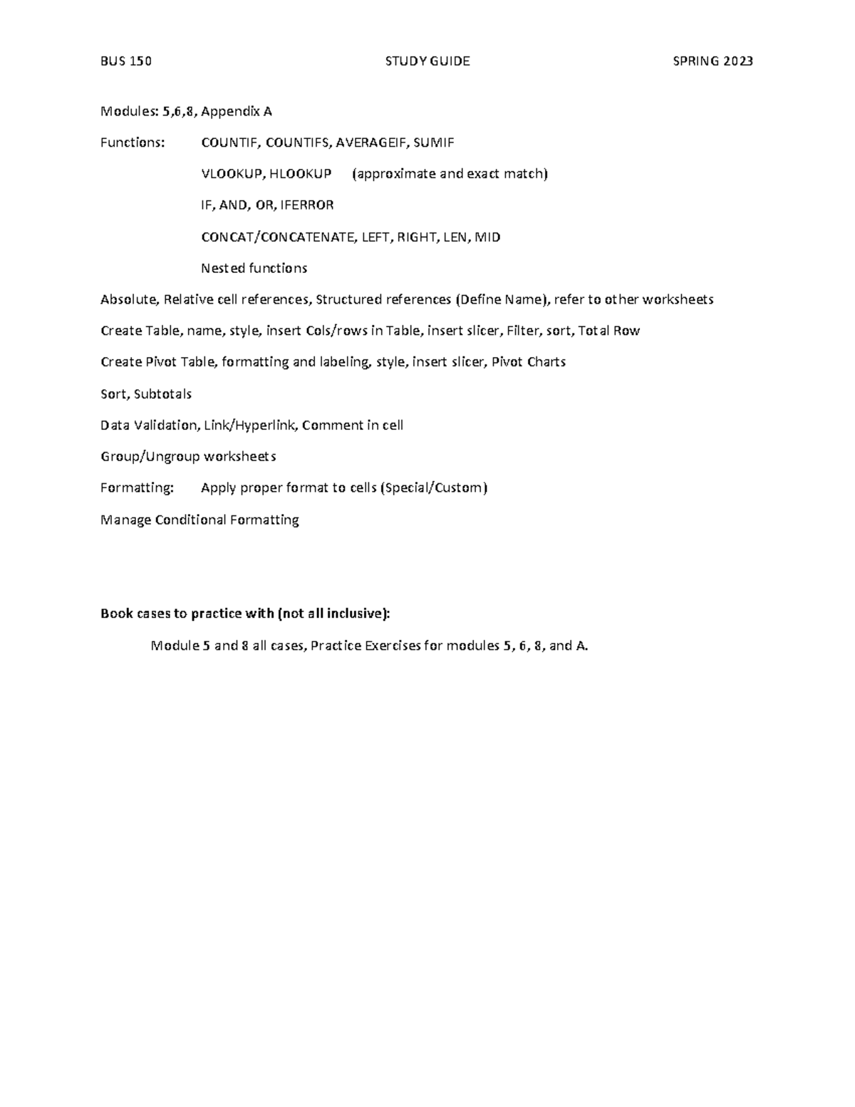 BUS 150 Exam 2 - Study Guide - BUS 150 STUDY GUIDE SPRING 2023 Modules ...