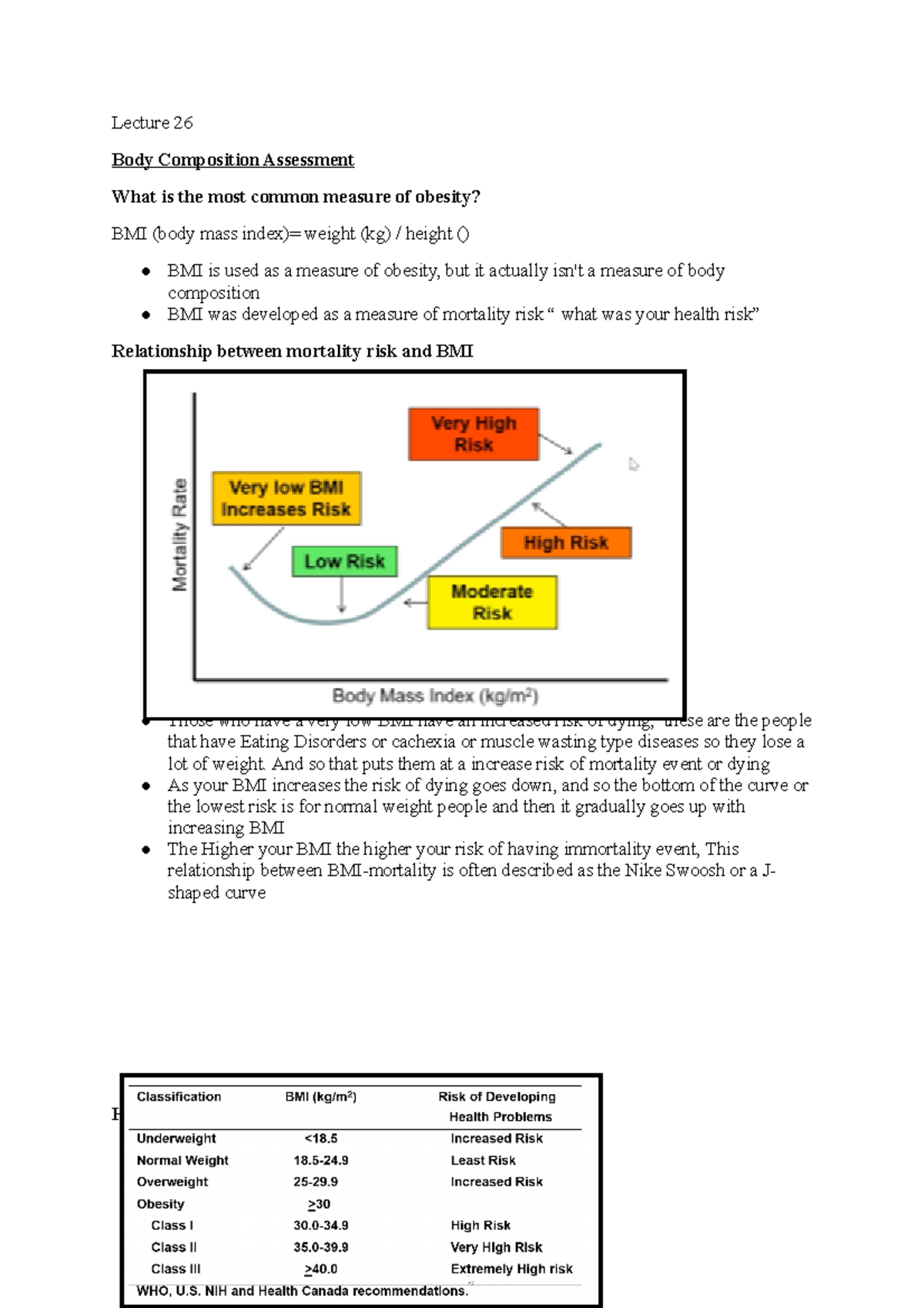 Body compostion assesment - Lecture 26 Body Composition Assessment What ...