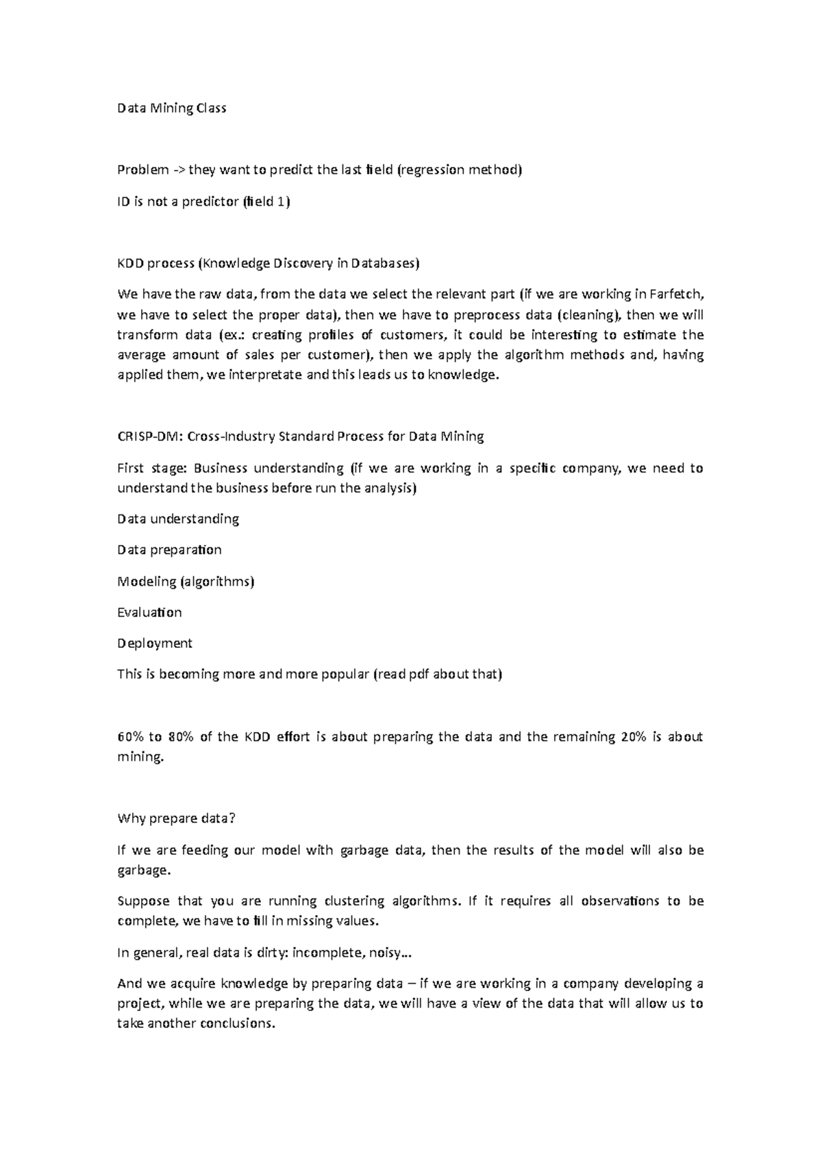 Data Mining Master's Degree - Lecture notes 2 - Data Mining Class ...