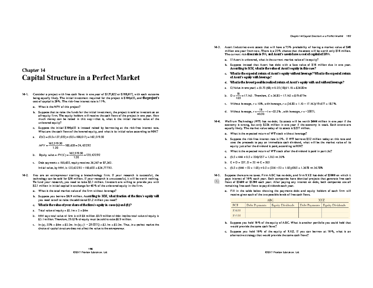 Exercises chap 14 - exercices chapter 14 financial management - 196 ...