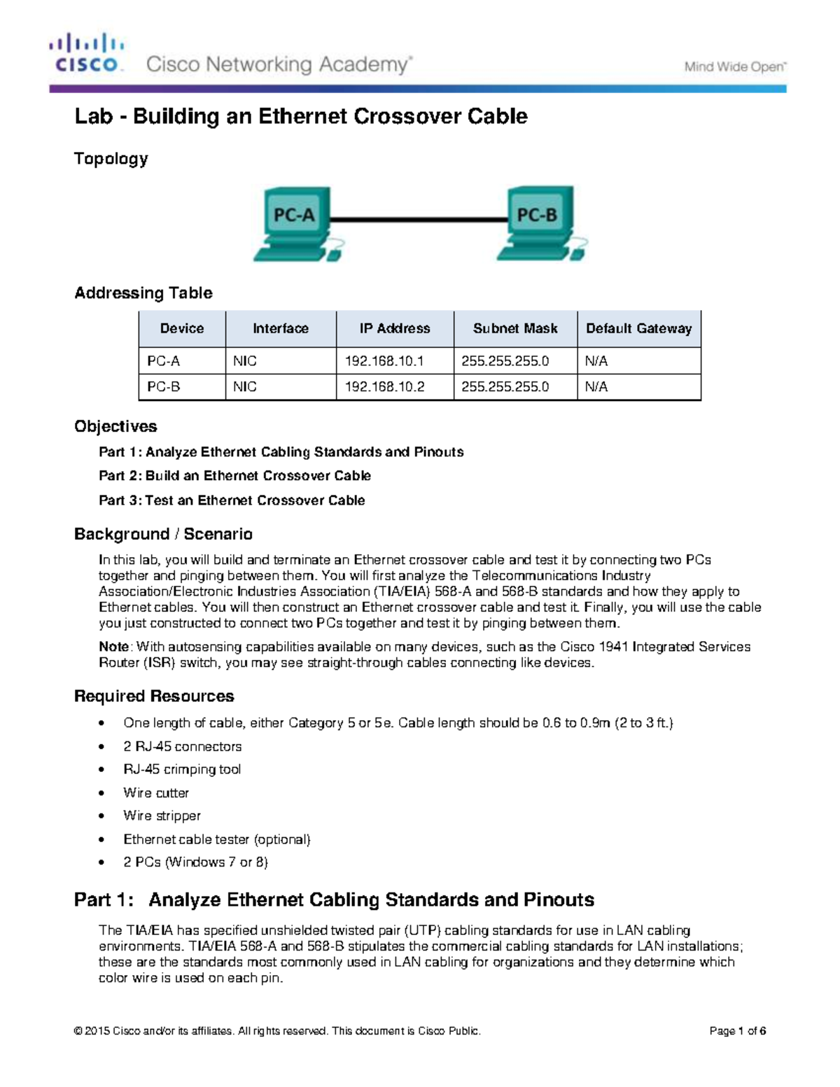 4.2.2.7 Lab - Building an Ethernet Crossover Cable - Lab Building an ...