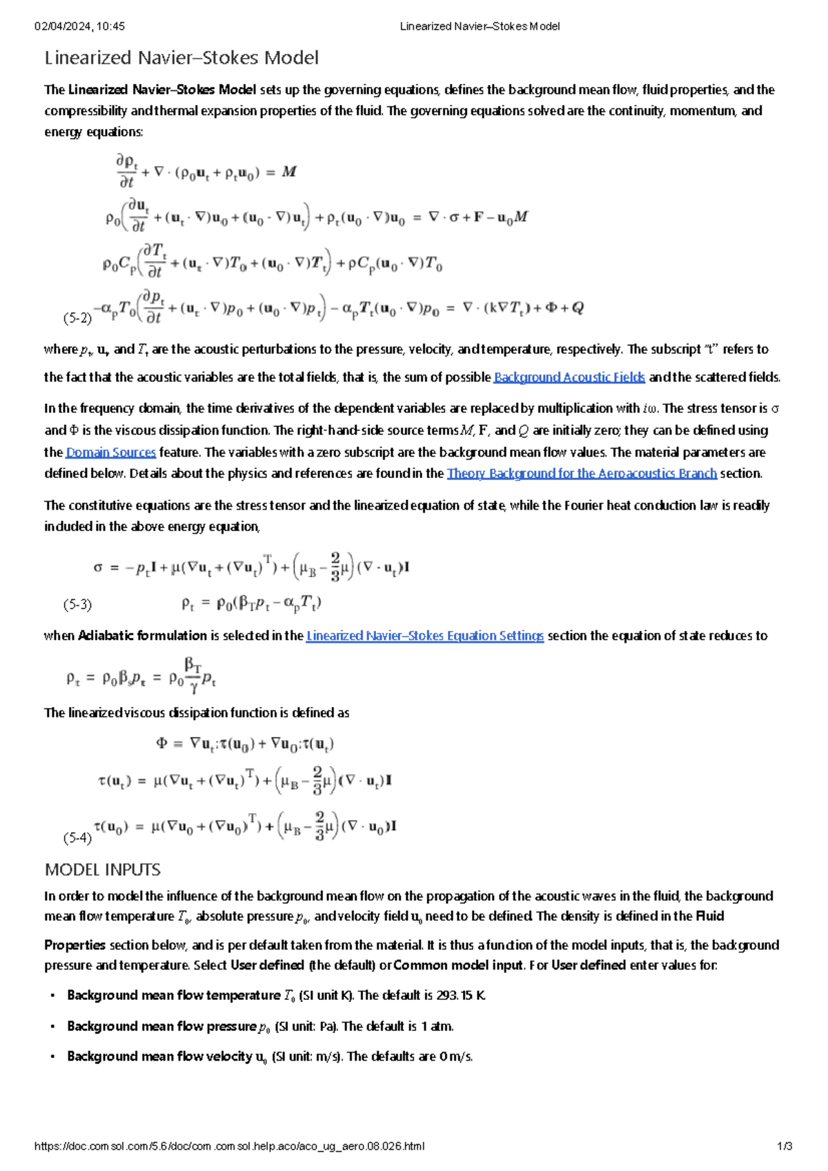 Linearized Navier–Stokes Model - comsol/5.6/doc/com.comsol.help.aco/aco ...