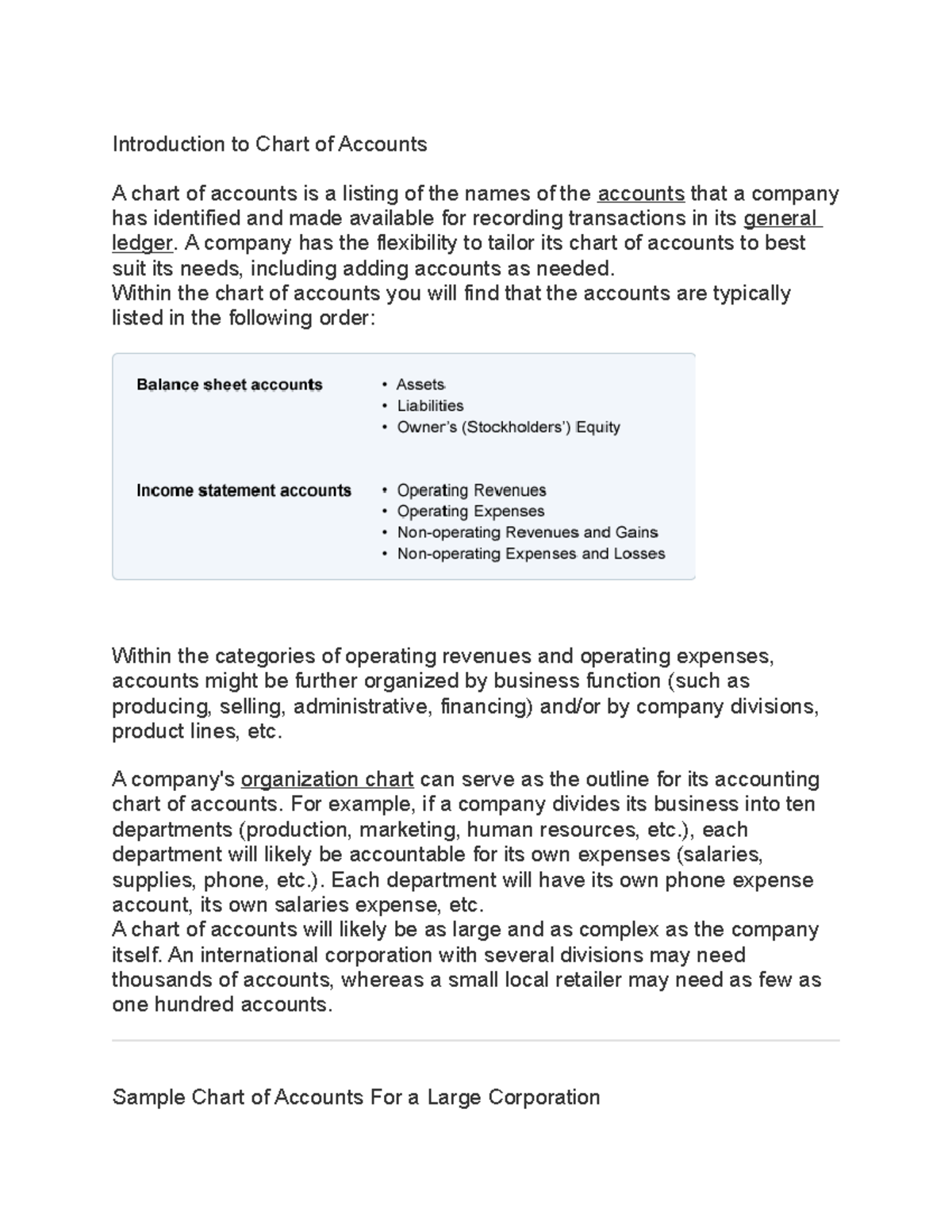 3 - A guide in chart of accounts - Introduction to Chart of Accounts A ...
