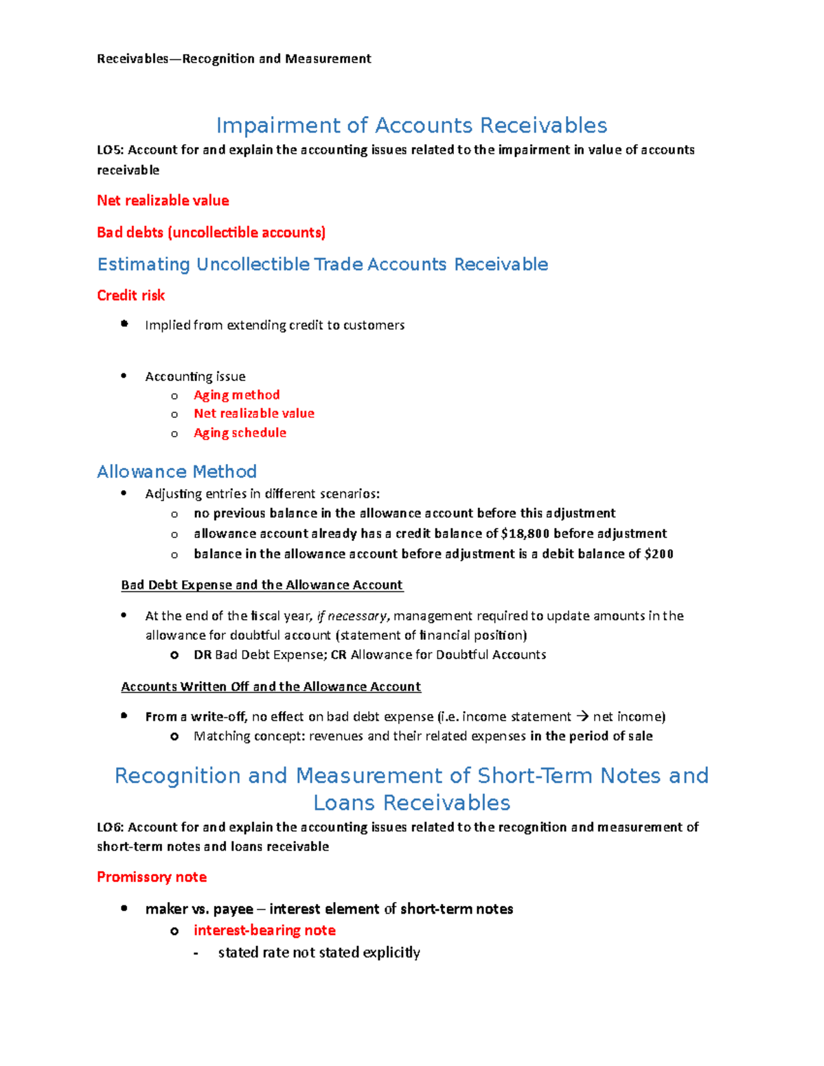 Receivables-Recognition and Measurement - Receivables—Recognition and ...