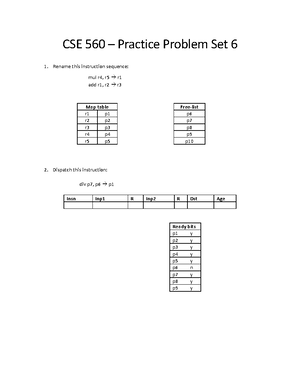 CSE560 2017-2018 Assignment 1 - CSE 560M Computer Systems Architecture I Assignment 1, due Wed ...