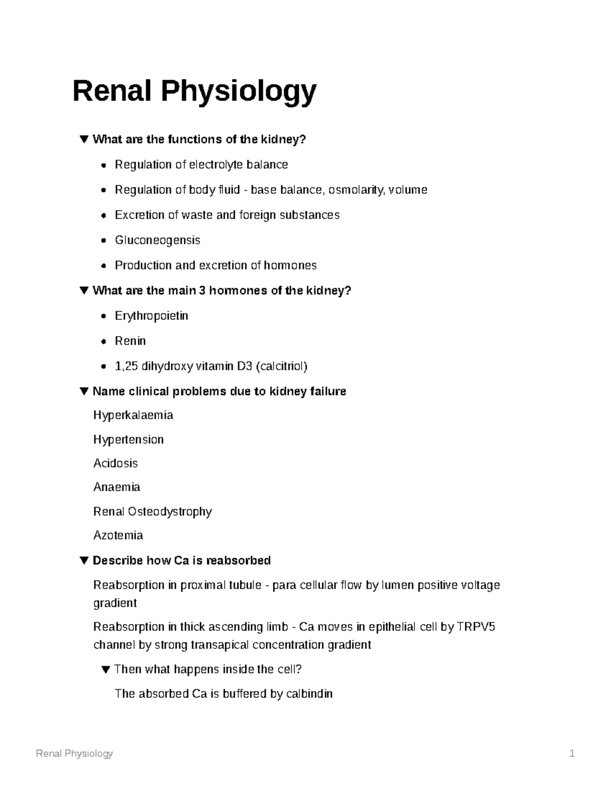 Renal Physiology - Outlines how the kidney contributes to the endocrine ...