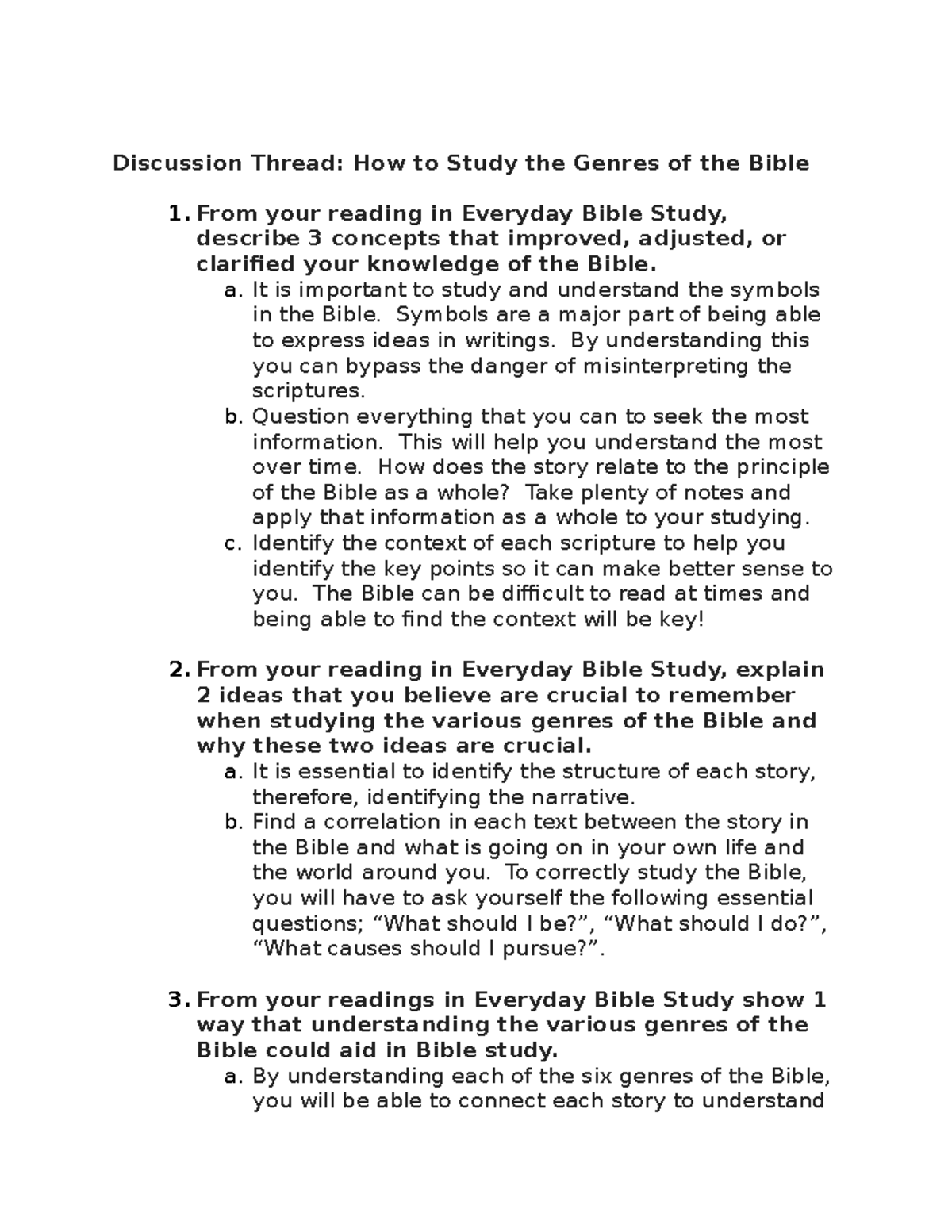 Discussion Thread studying the genres of the bible - Discussion Thread ...