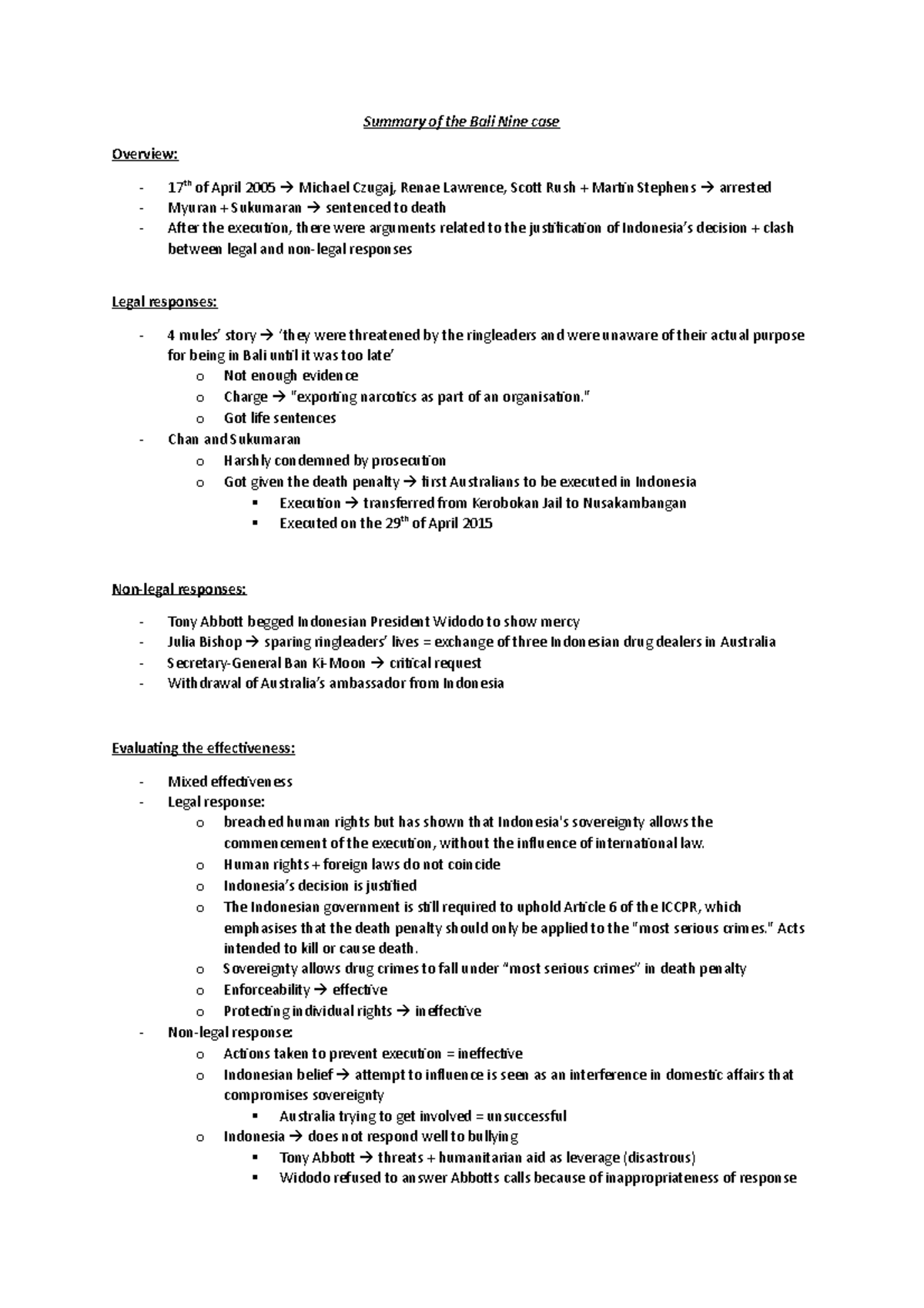 Summary of Bali Nine - Summary of the Bali Nine case Overview: 17 th of ...