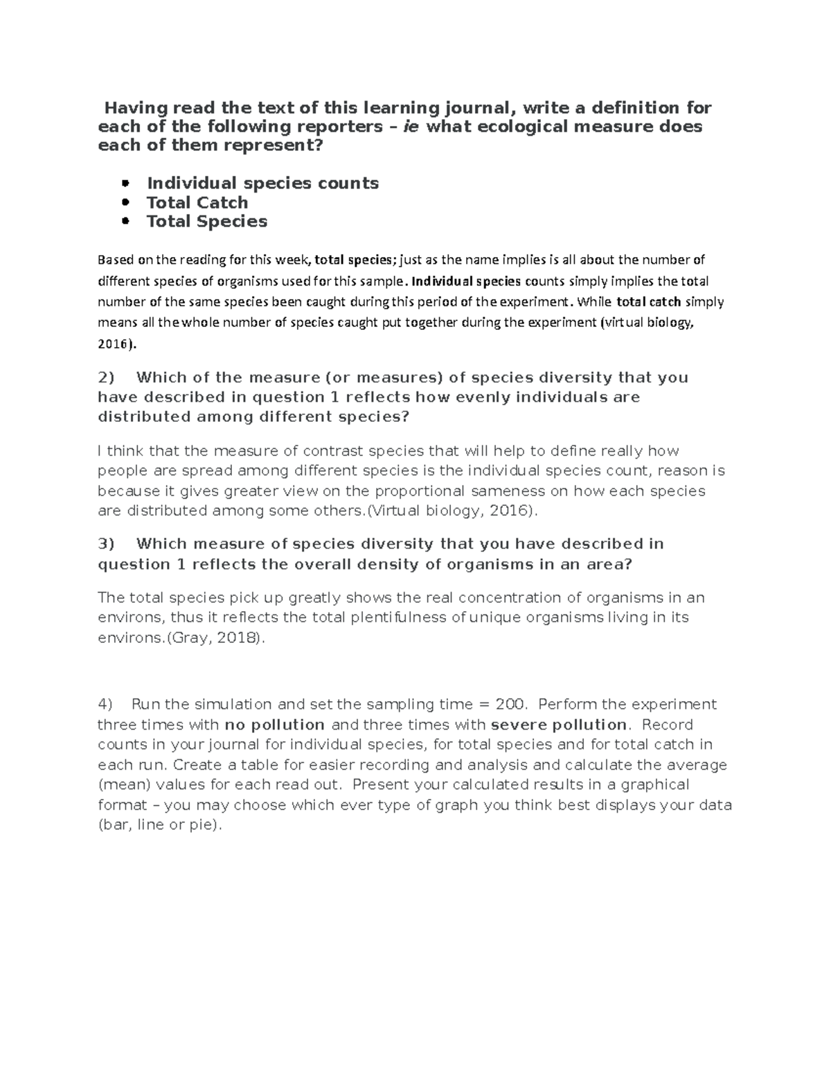 Biology 1122 week 5 journal - Having read the text of this learning ...