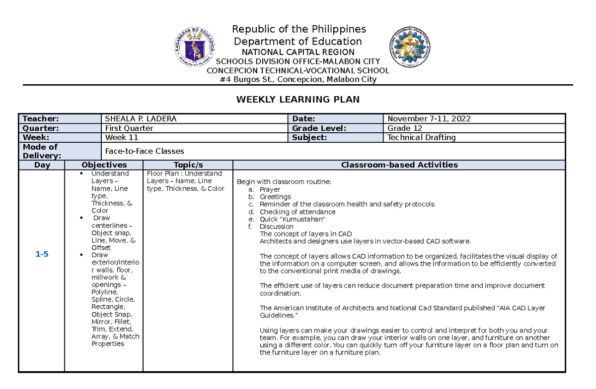 WEEK-11 - lesson plan - Republic of the Philippines Department of ...