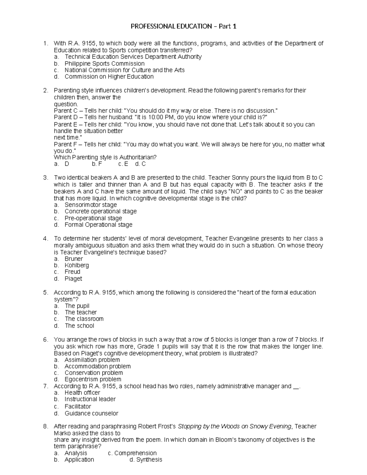 Profed 900 Items - Test drills for LET board Exam - PROFESSIONAL ...