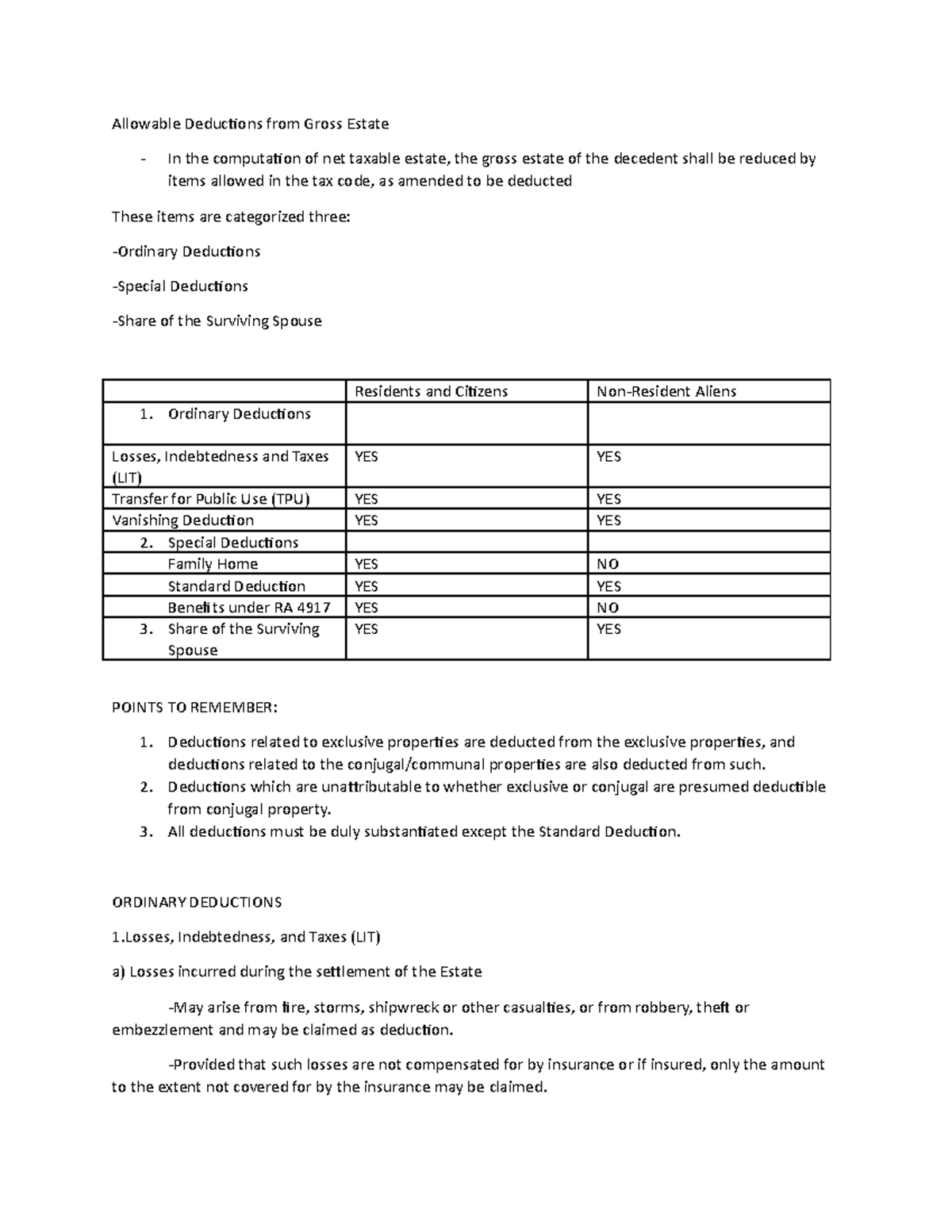 Allowable Deductions from Gross Estate - Special Deductions Family Home ...