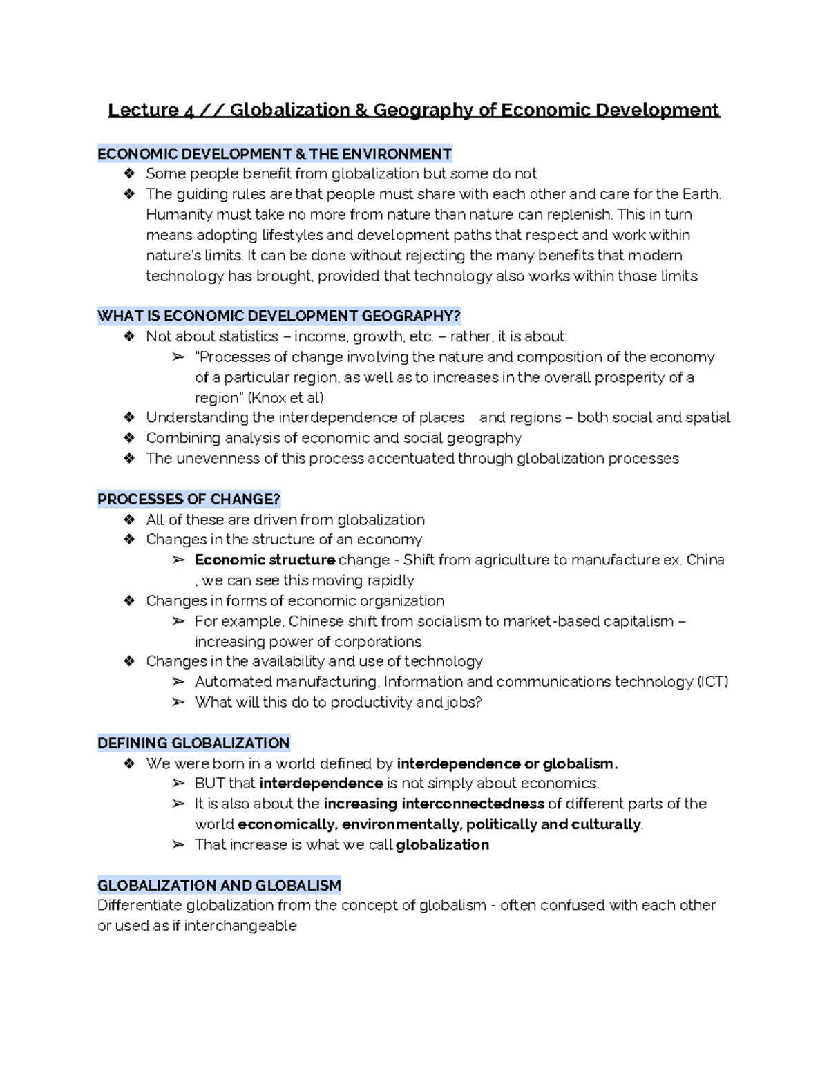 GEOG/ENST 1020 // Lecture 4 - Lecture 4 Globalization Geography of ...