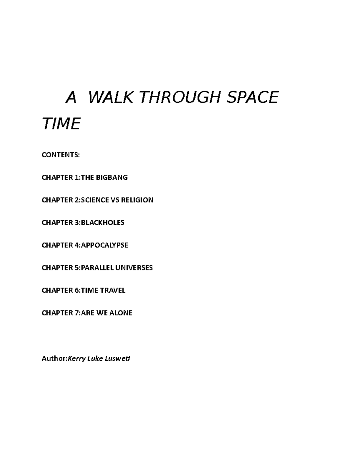 A WALK Through Space TIME - A WALK THROUGH SPACE TIME CONTENTS: CHAPTER ...
