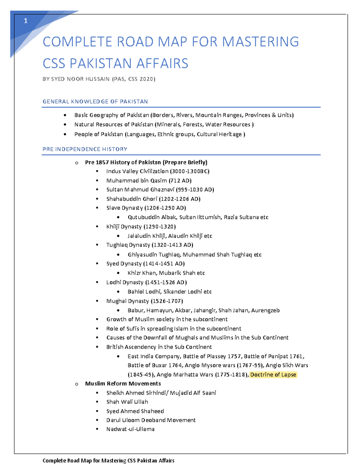 Complete Road Map for CSS Pakistan Affairs - COMPLETE ROAD MAP FOR ...