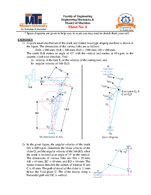 Sheet 6 Graphical Synthesis of Mechanisms - Faculty of Engineering ...