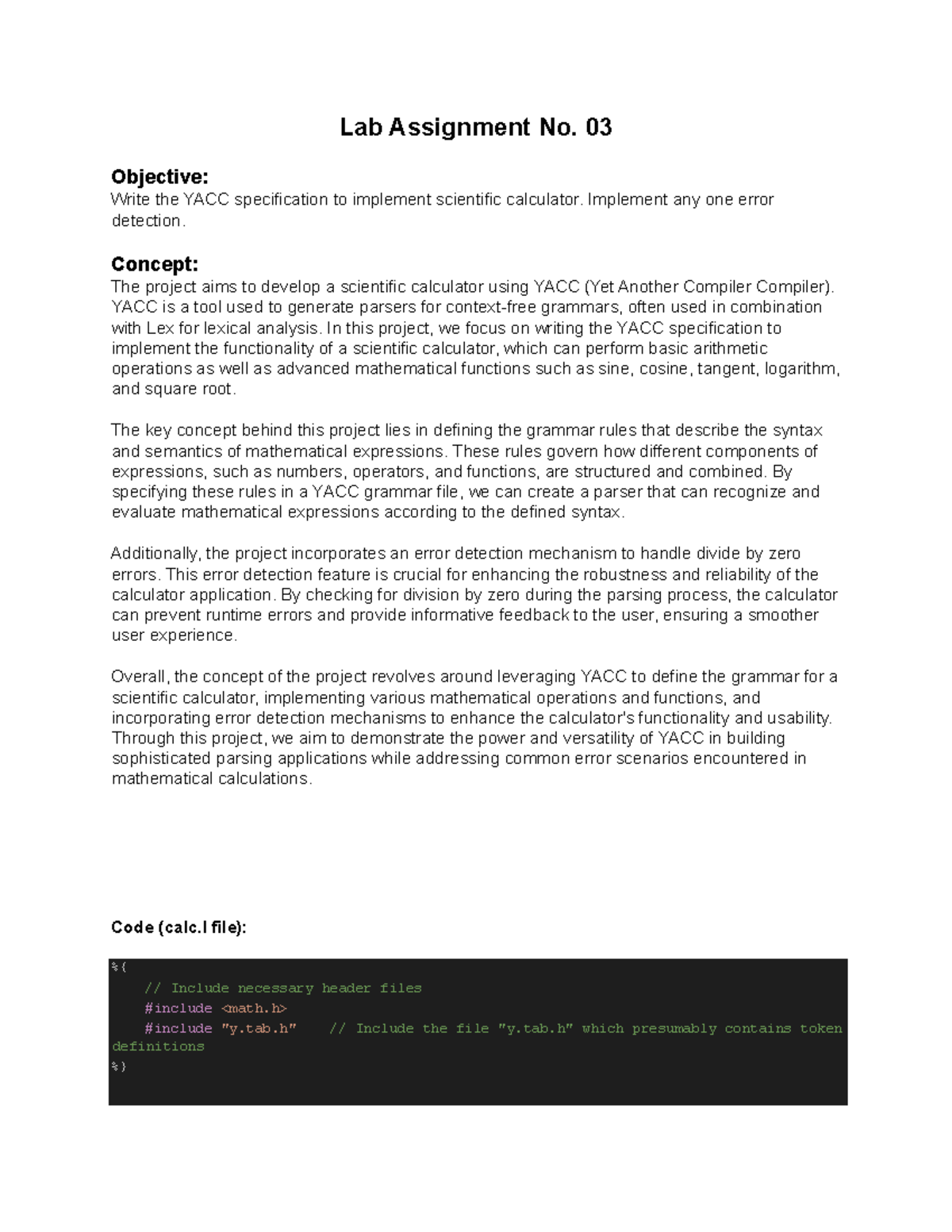 202101608 34 Keyur Kulkarni CDLab-Assignment-03 - Lab Assignment No. 03 Objective: Write the ...