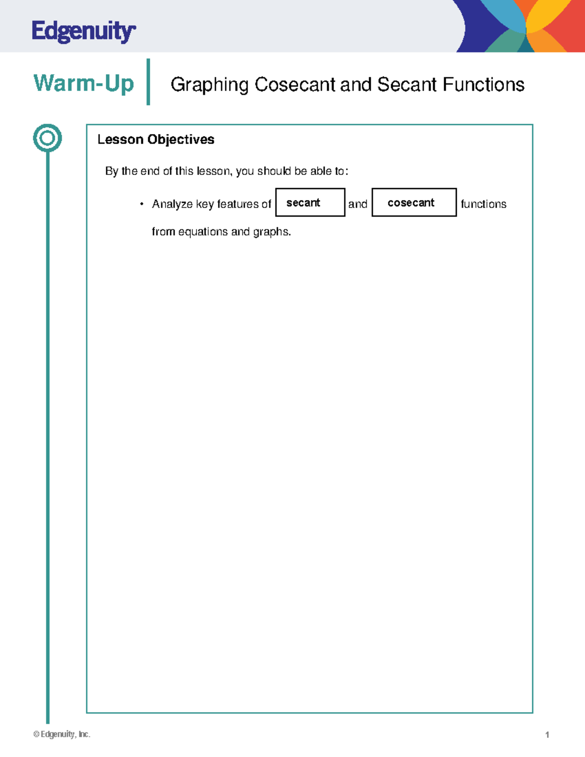 Edge7 - Notes - Warm-Up Lesson Objectives Graphing Cosecant and Secant ...