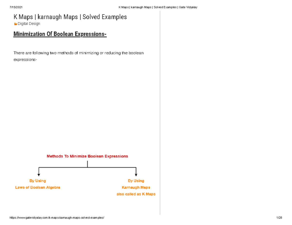 KMAP1 - Question Papers - Digital Design K Maps | karnaugh Maps | Solved Examples Minimization ...