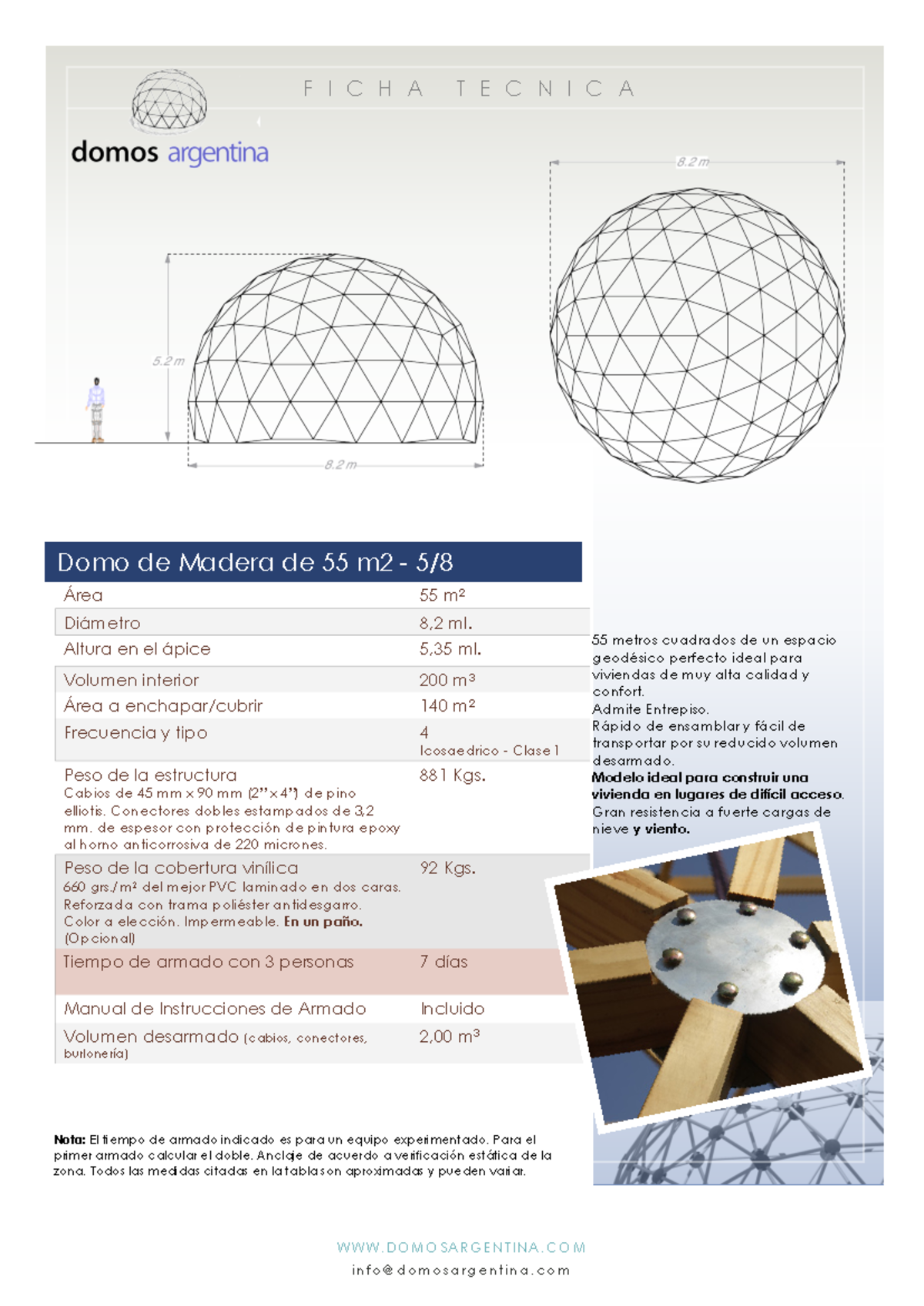 Domos Argentina-Ficha Tecnica-Domo 55 m2 - W W W. D O M O S A R G E N T ...