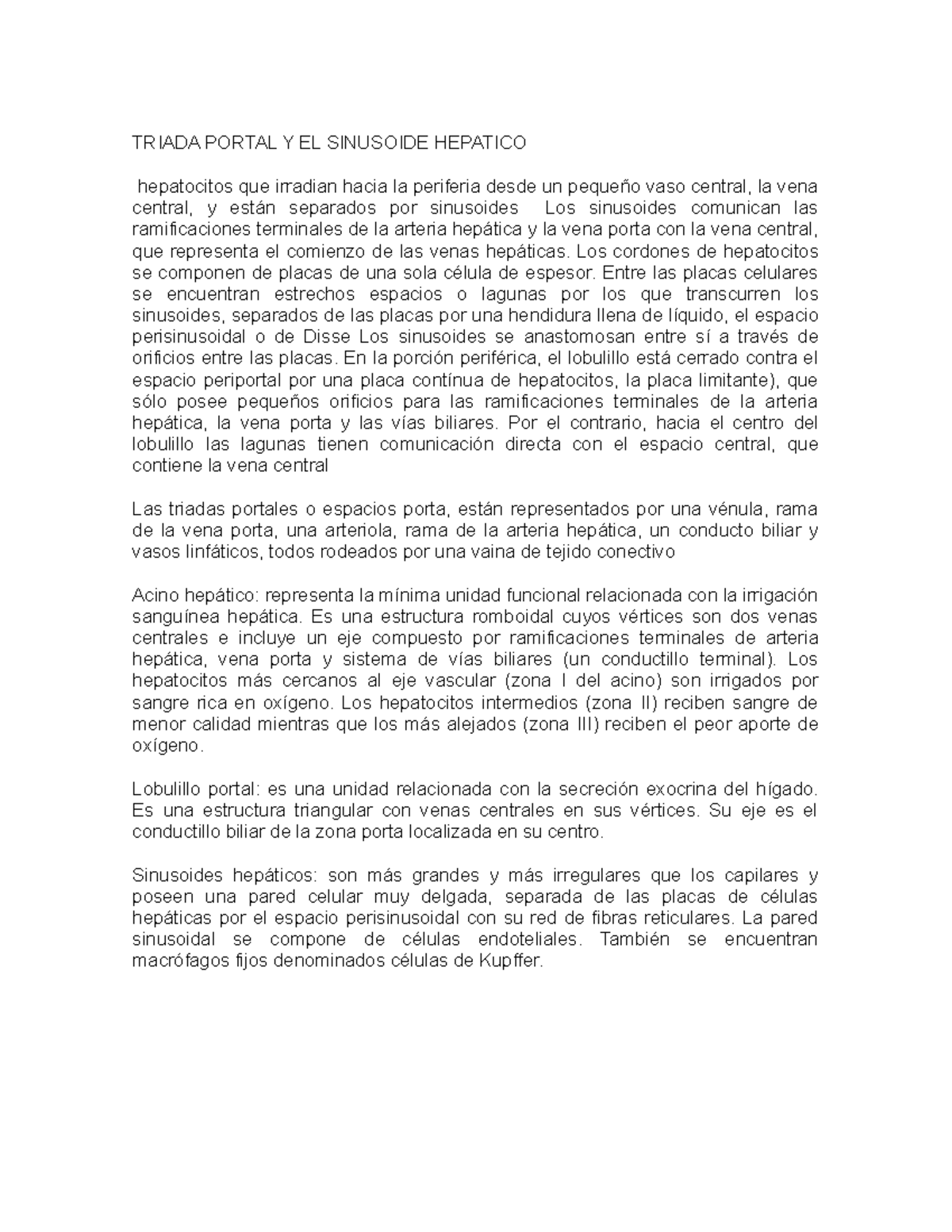 Triada Portal Y EL Sinusoide Hepatico INSTITUTO DE CIENCIAS - TRIADA ...