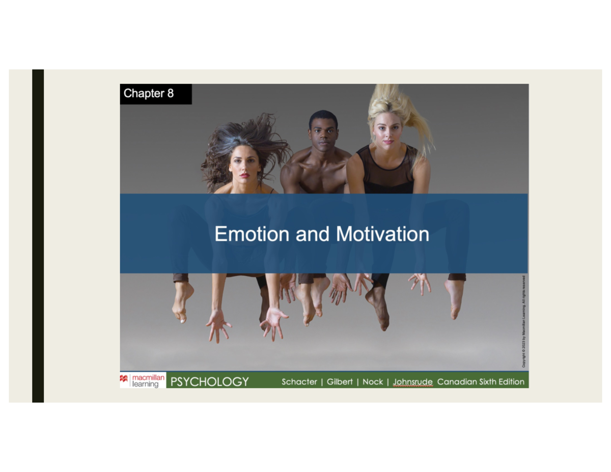PSYO 121 101 Lecture Slides (Chapter 8) - The Nature of Emotion Learning Outcomes By the end of ...