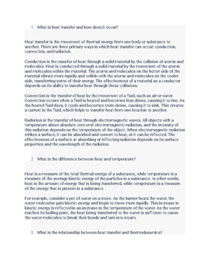 In-class notes, Heat Transfer - Heat transfer is the movement of ...
