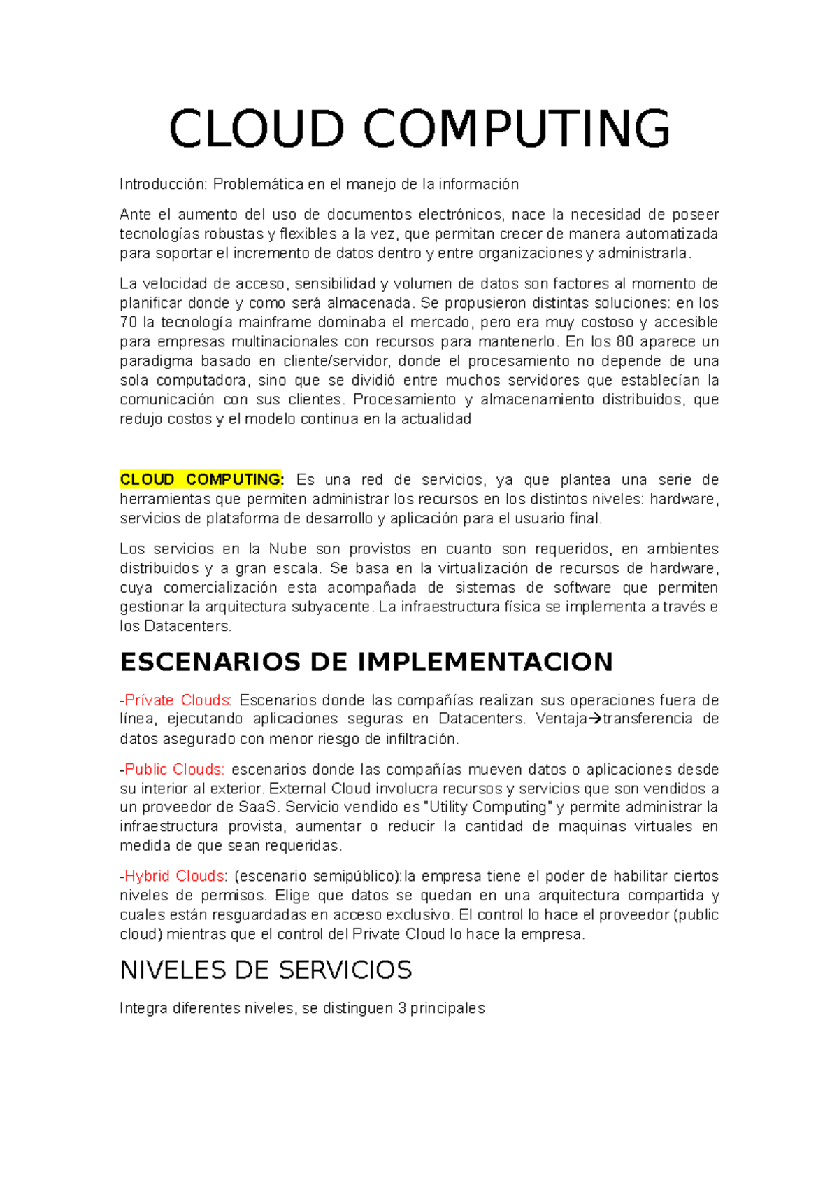 Cloud Computing - CLOUD COMPUTING Introducción: Problemática en el manejo de la información Ante ...