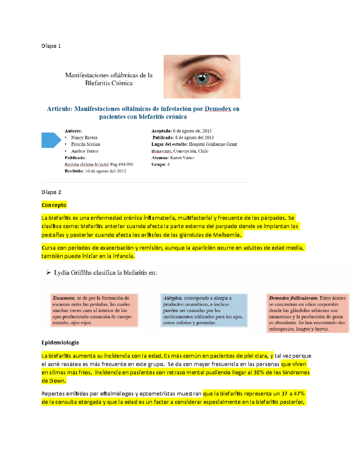 Blefaritis crónica - Diapo 1 Diapo 2 Concepto La blefaritis es una enfermedad crónica ...