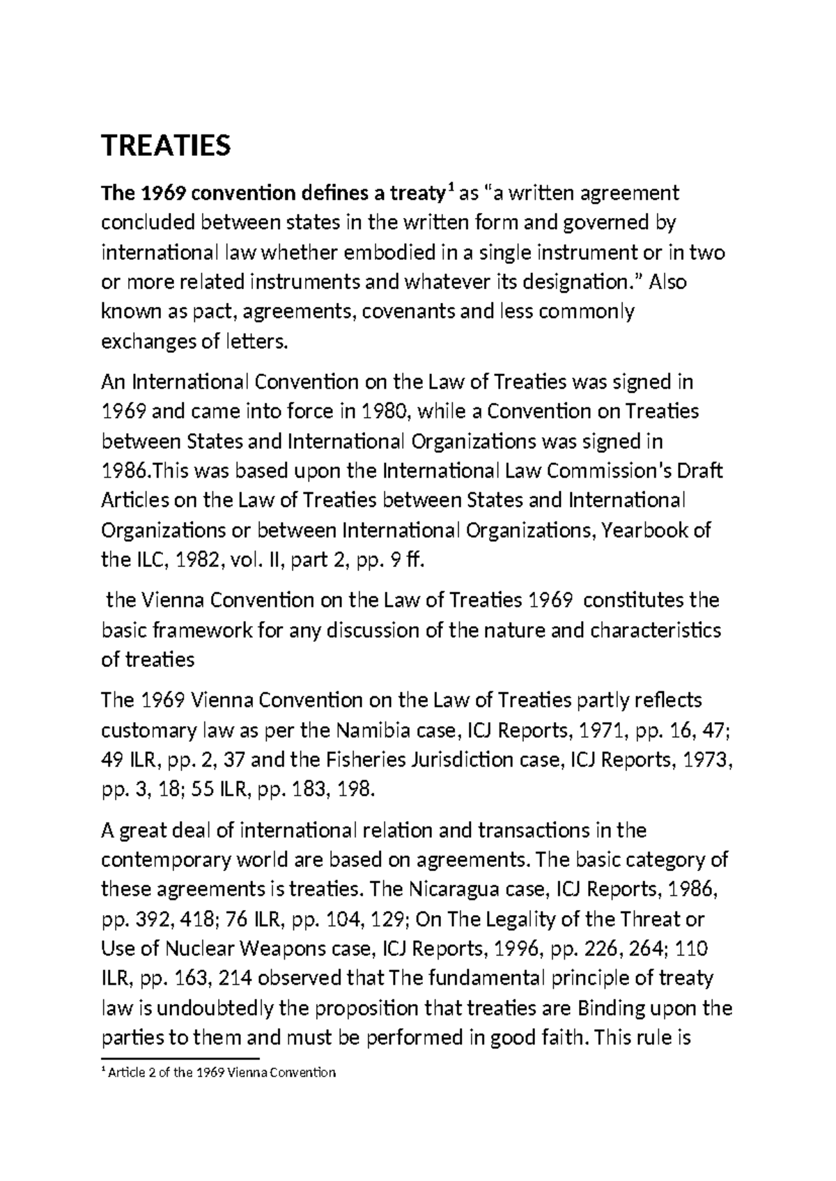 Treaties of P.I.L - TREATIES The 1969 convention defines a treaty 1 as ...