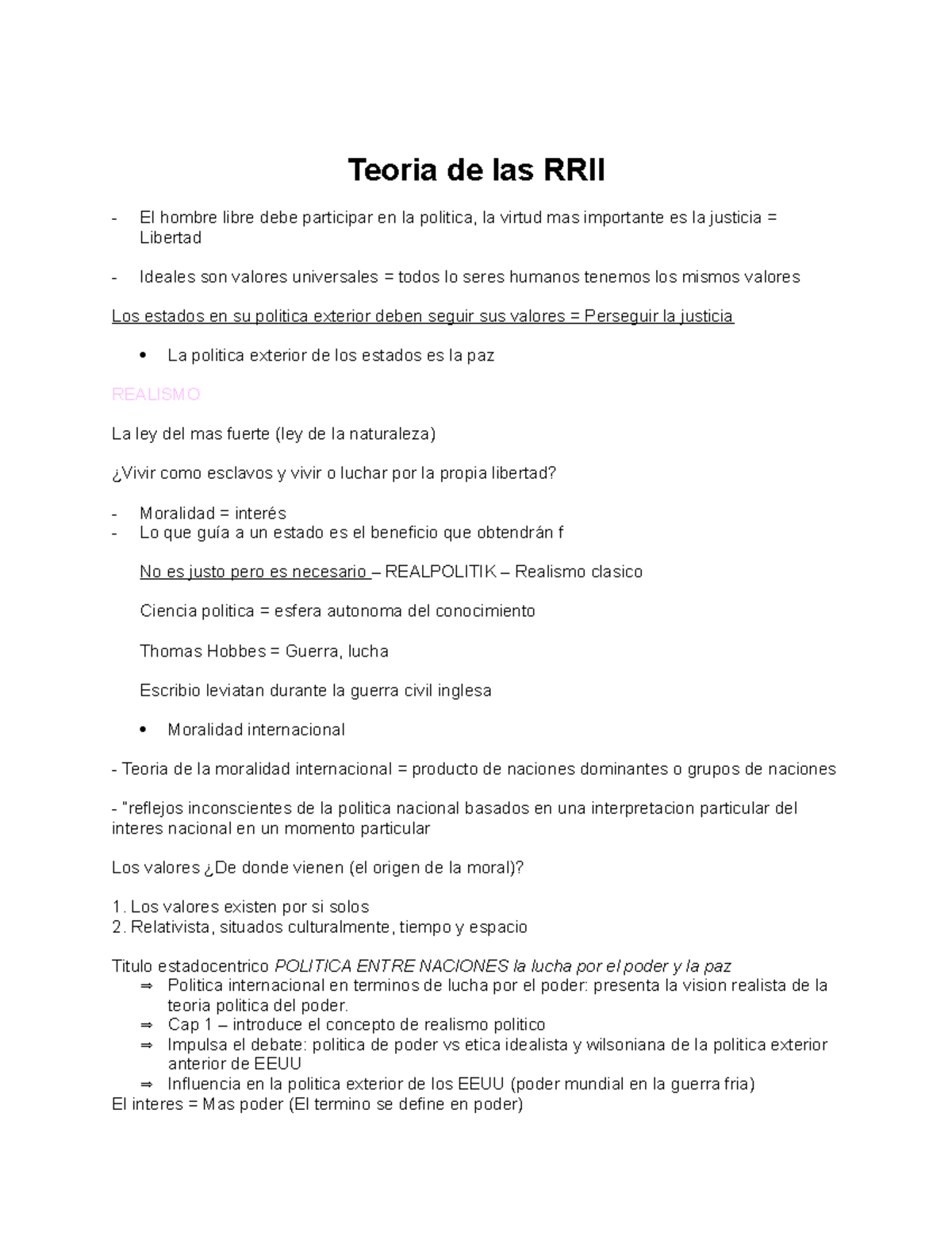 Teoria de las RRII - ..... - Teoria de las RRII El hombre libre debe ...