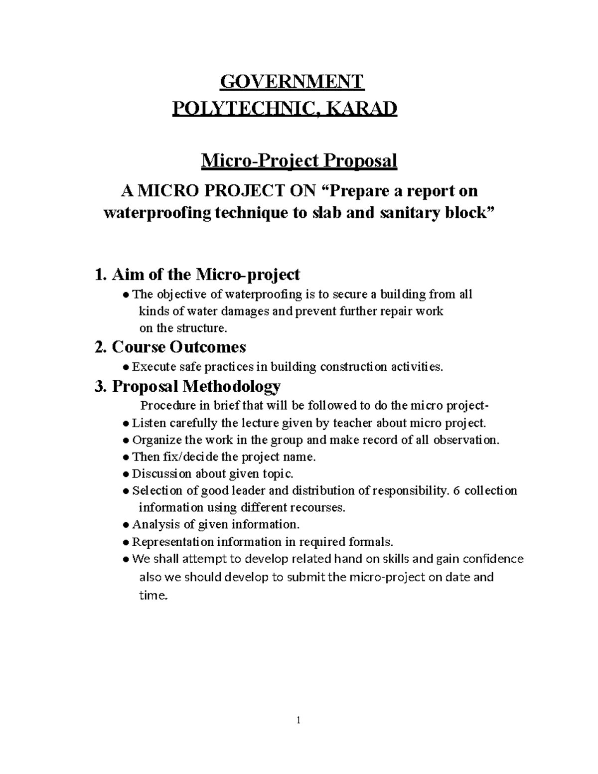Bco micro project final-1 - GOVERNMENT POLYTECHNIC, KARAD Micro-Project Proposal A MICRO PROJECT ...