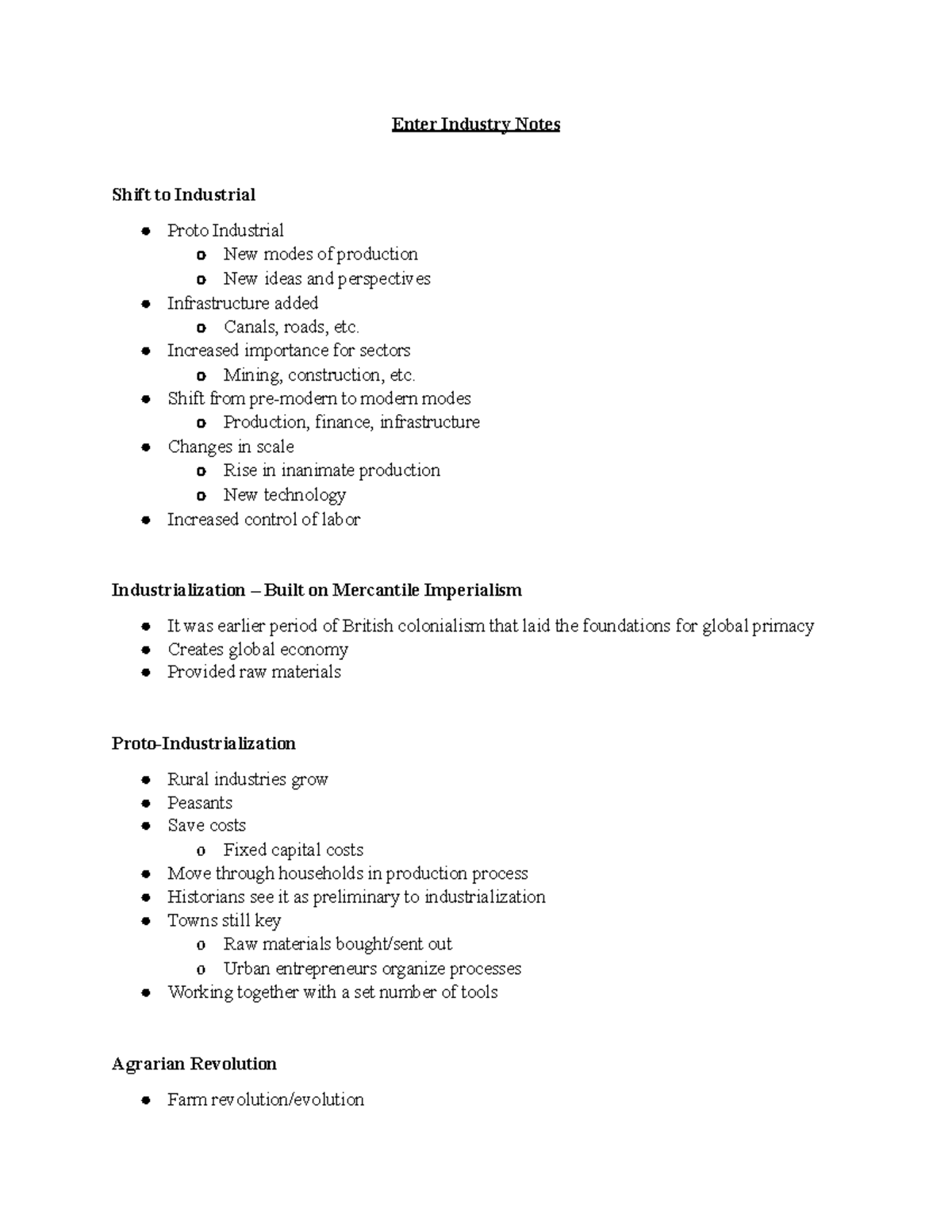 History 1807 - Unit 3 Lecture Notes - 2022 - Enter Industry Notes Shift ...