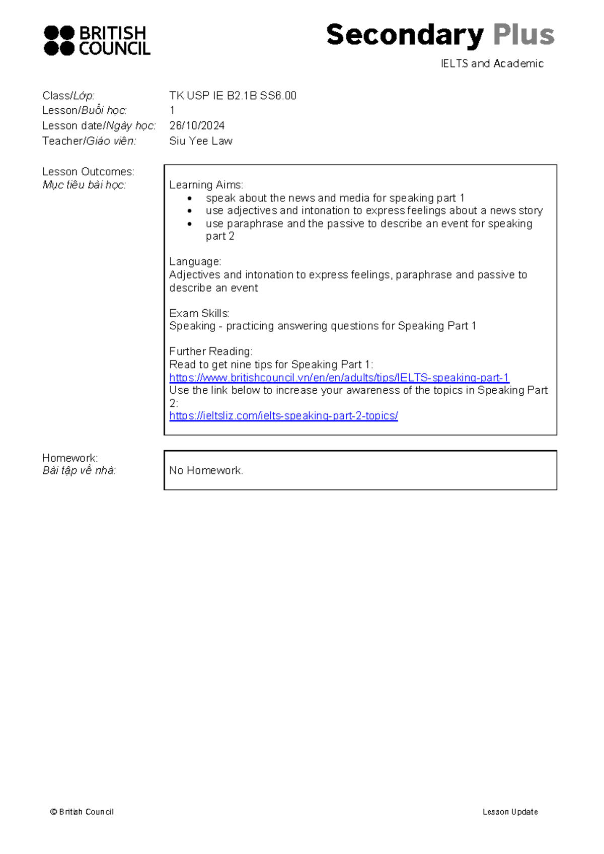 TK USP IE B2.1B SS6.00 Lesson 1 - IELTS and Academic Secondary Plus ...