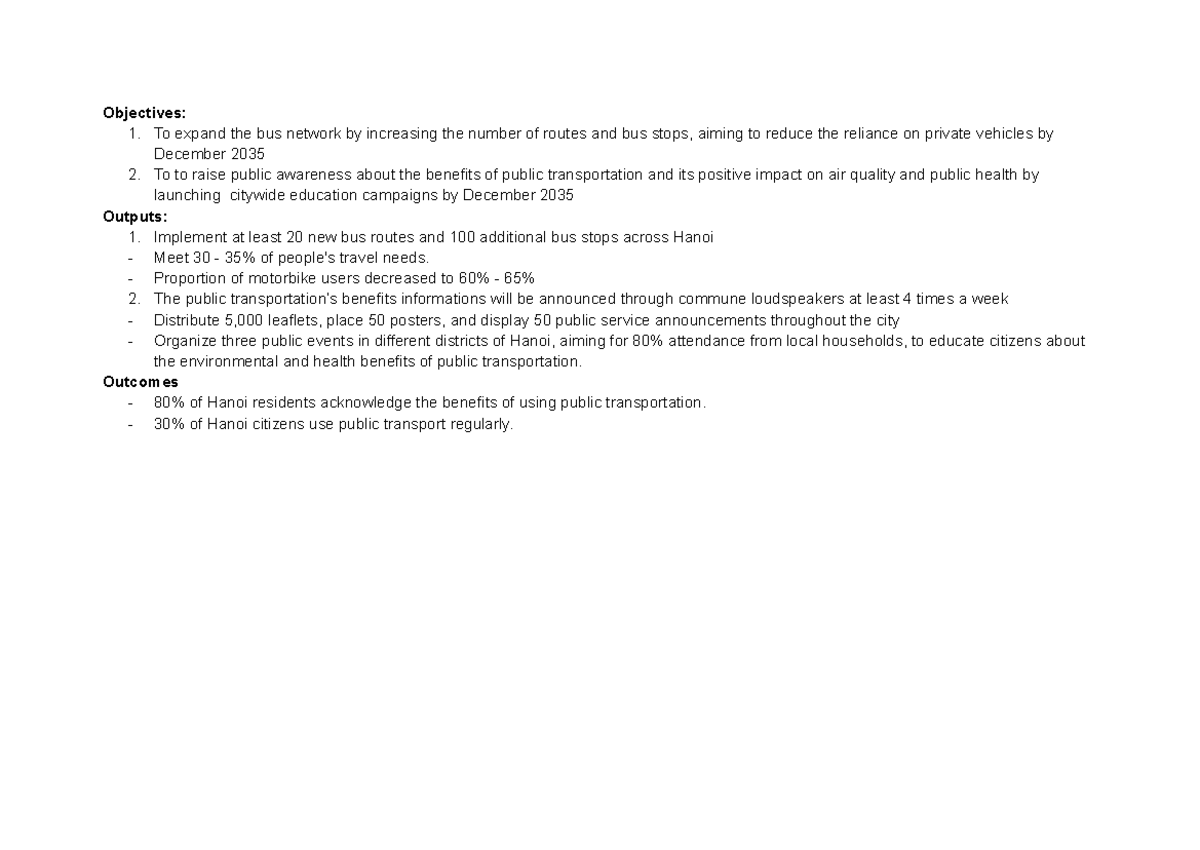 Ojectives, outputs - project proposal - Objectives: 1. To expand the ...