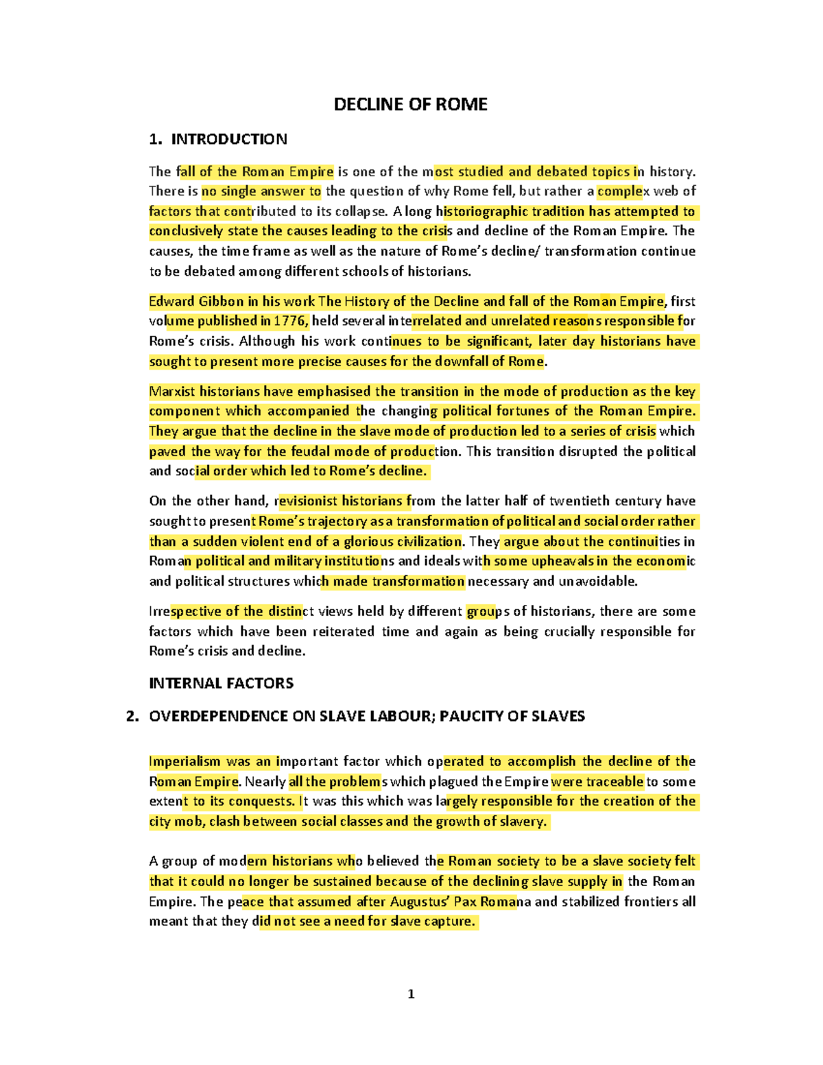 Decline OF ROME - DECLINE OF ROME 1. INTRODUCTION The fall of the Roman ...