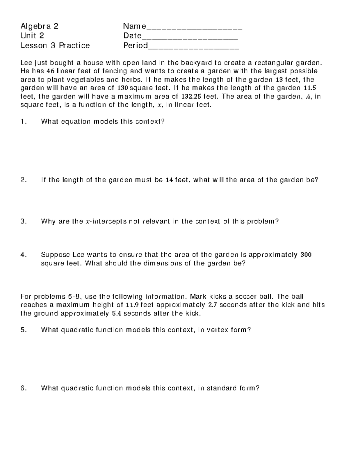 2.3 Practice Worksheet pg - Algebra 2 Name___________________ Unit 2 ...