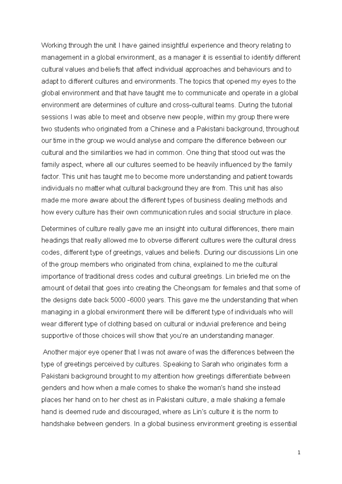 Reflection - Working through the unit I have gained insightful ...