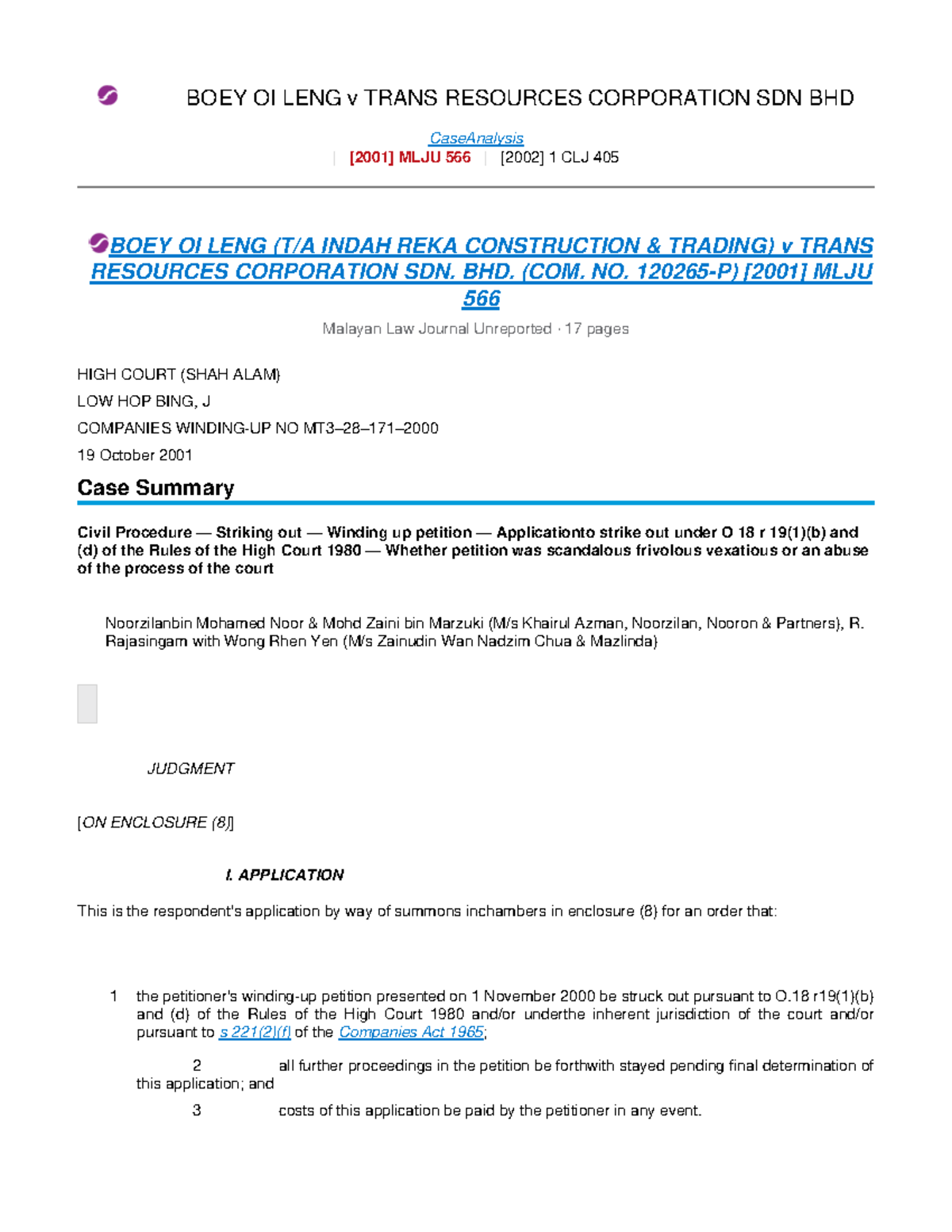 BOEY OI LENG (T A Indah REKA Construction & Trading) v - BOEY OI LENG v ...