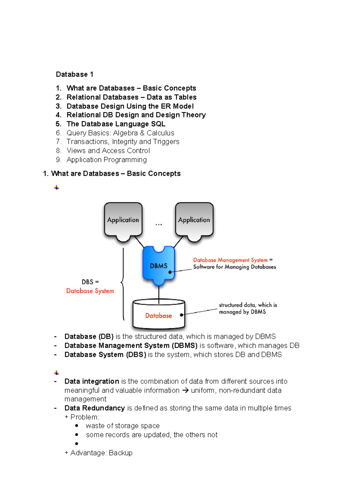 Database 1 - viel Spaß beim Lesen! - Database 1 What are Databases – Basic Concepts Relational ...