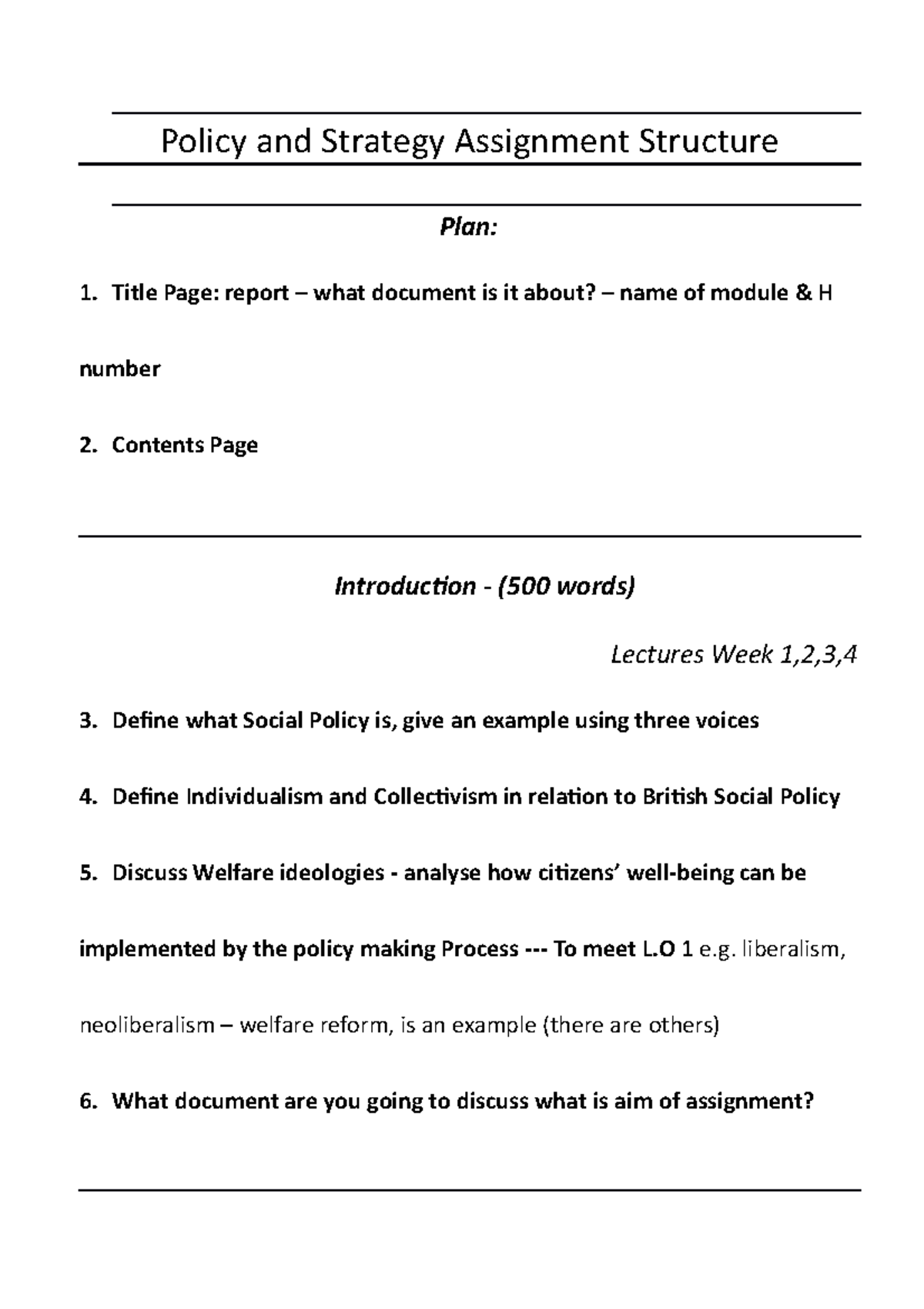 PS - assignment plan- by isha - Policy and Strategy Assignment ...