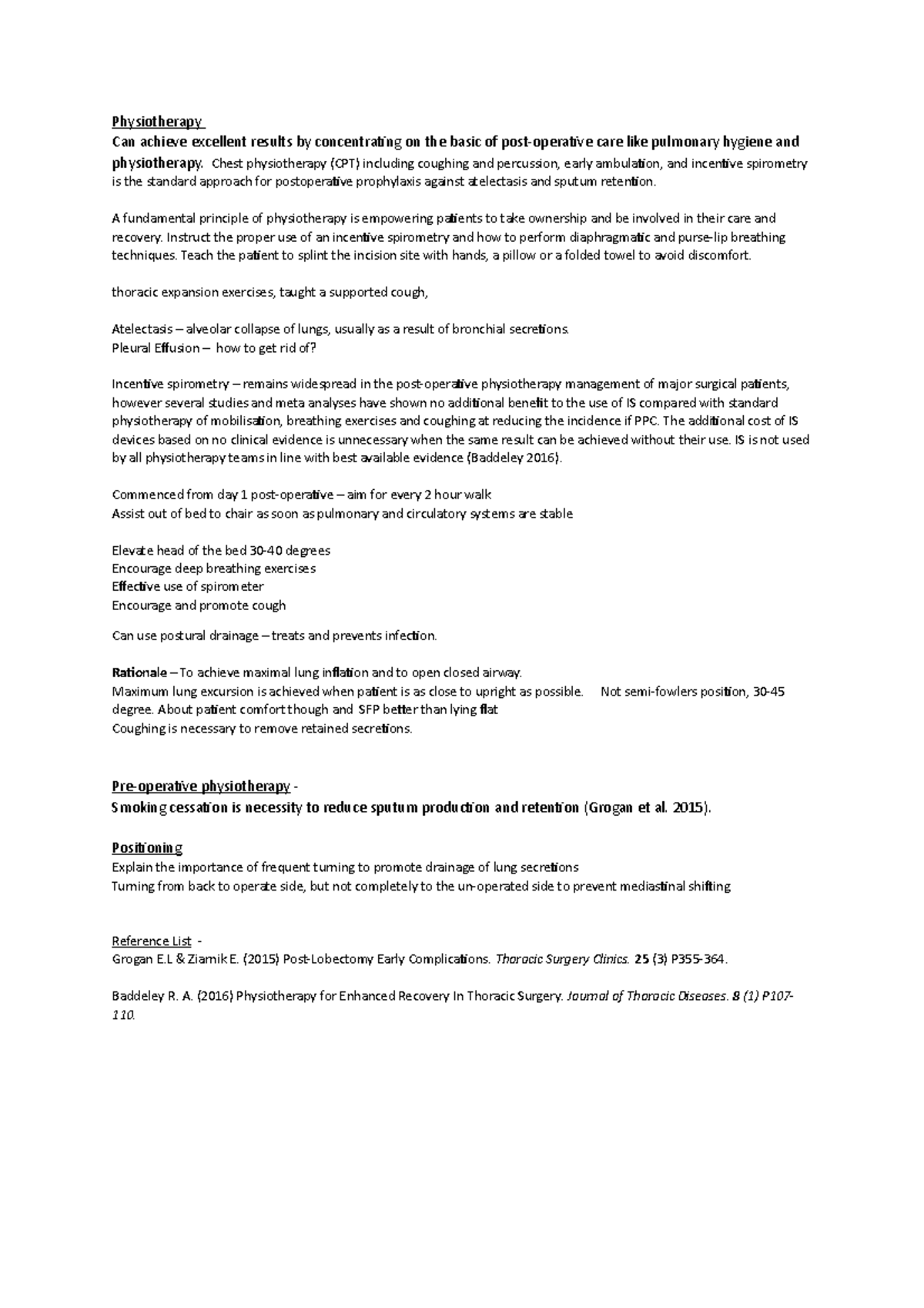 Physiotherapy - lectures notes - Physiotherapy Can achieve excellent ...