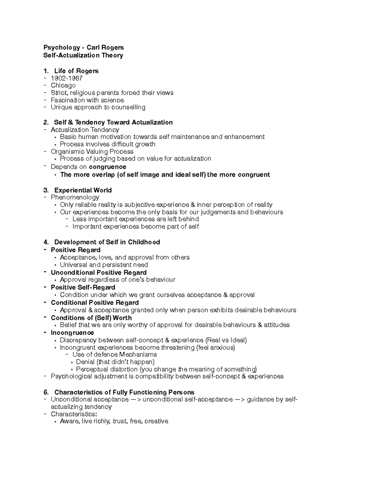 Psychology - Carl Rogers - Psychology - Carl Rogers Self-Actualization ...