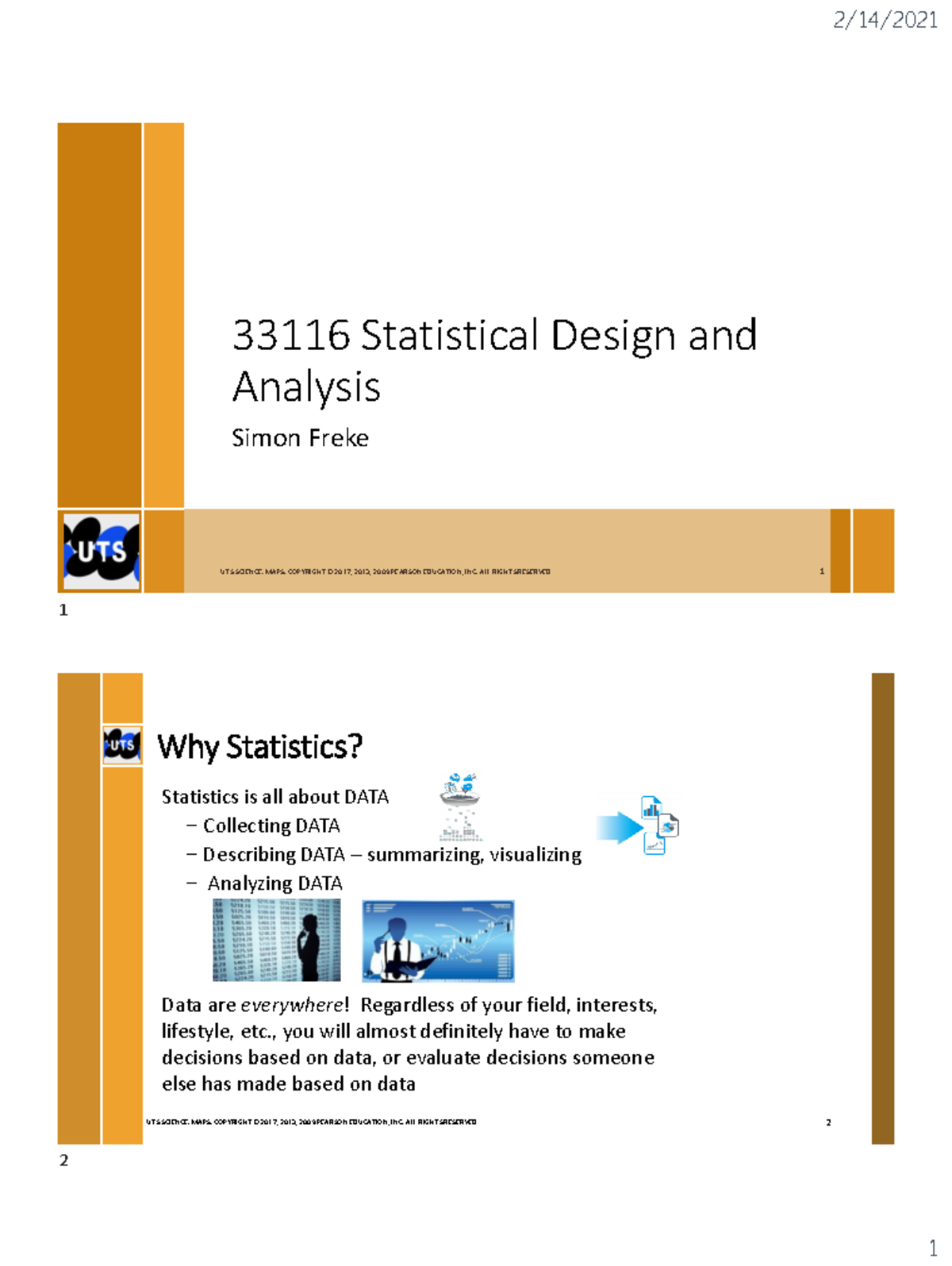 33116 lecture 1 Lecture Slides v1 - 33116 Statistical Design and ...