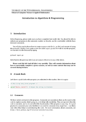 IAP Week 4 Lab - Lab Tutorial - UNIVERSITY OF THE WITWATERSRAND ...