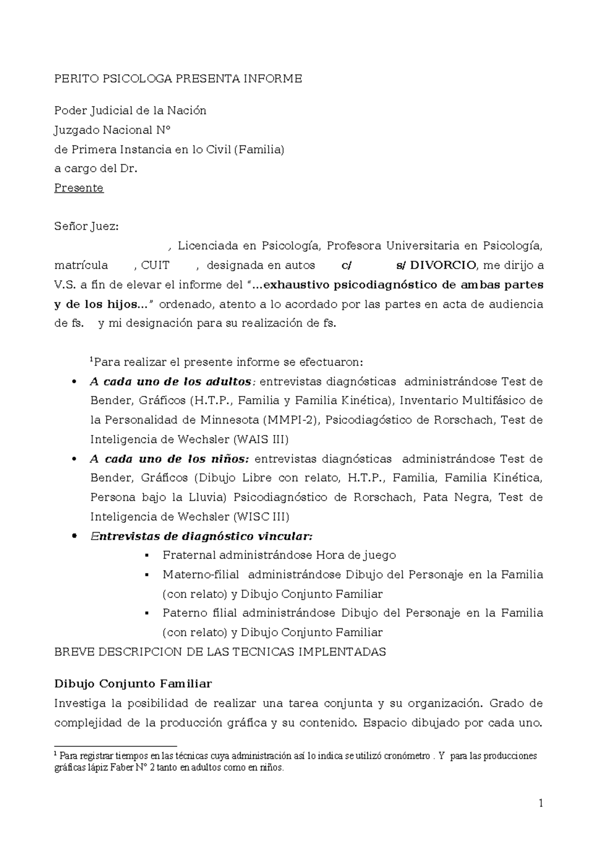 Ejemplo Informe Forense - PERITO PSICOLOGA PRESENTA INFORME Poder ...