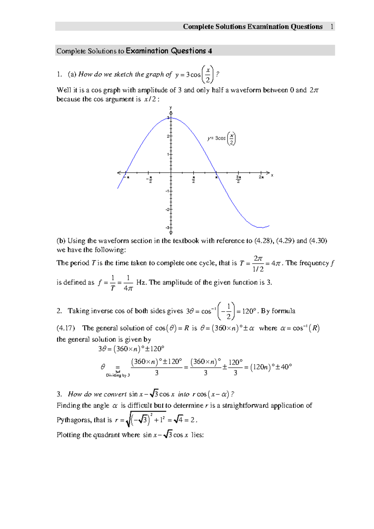 Complete Solutions Examination Questions 4 - Complete Solutions to ...