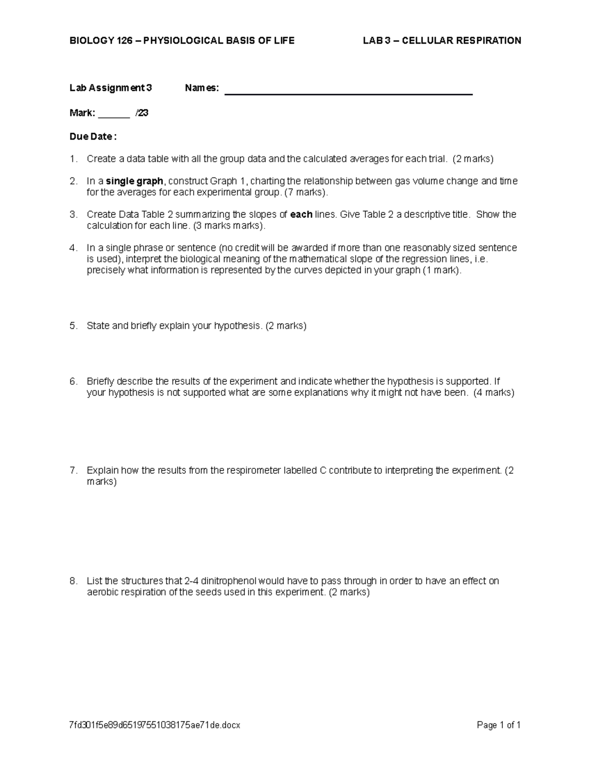 Bio126 Lab Assignment 3 W2019 1 - 234 - UBC - StuDocu